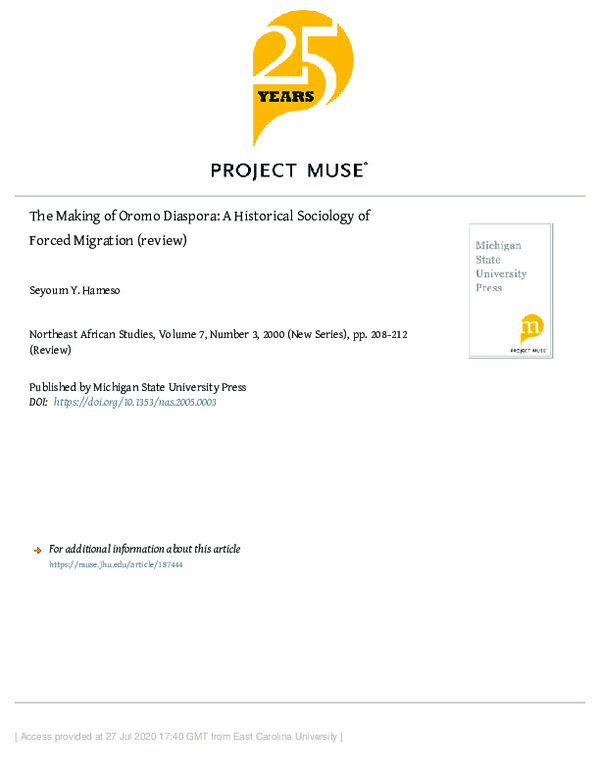 (PDF) The Making of the Oromo Diaspora: A Historical Sociology of ...