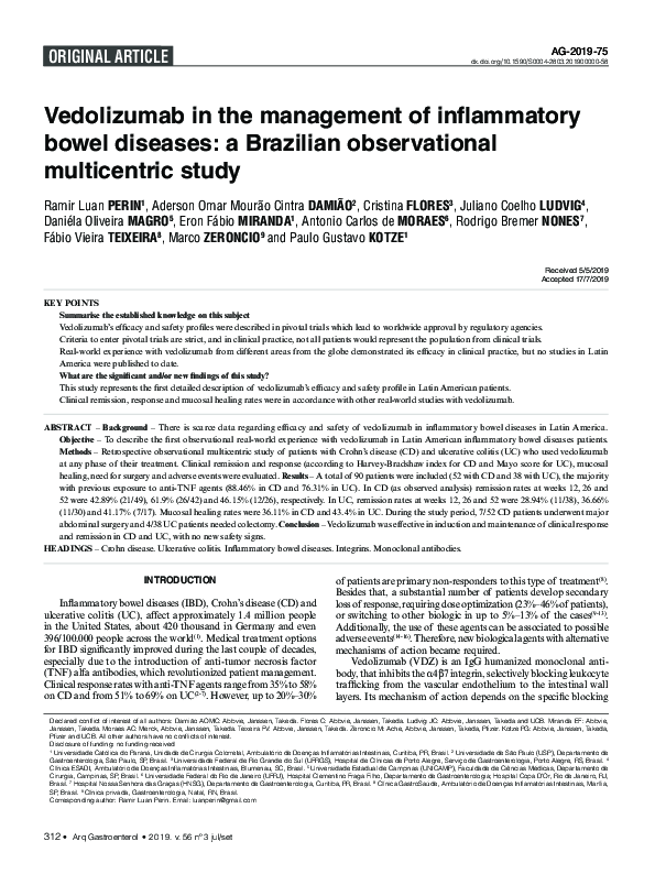 (PDF) Vedolizumab in the Management of Inflammatory Bowel Diseases: A ...