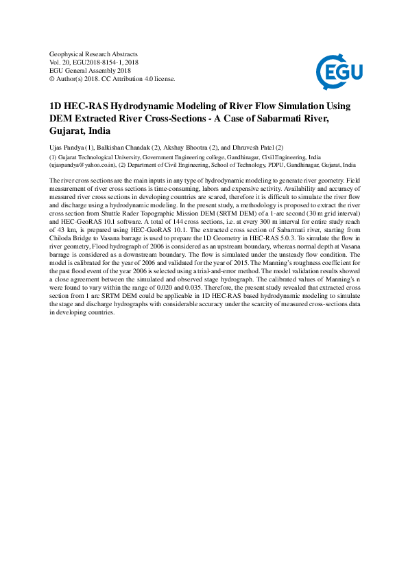 (PDF) 1D HEC-RAS Hydrodynamic Modeling of River Flow Simulation Using ...