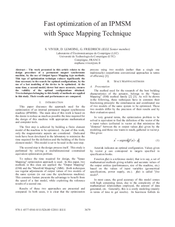 (PDF) Fast optimization of an IPMSM with Space Mapping technique