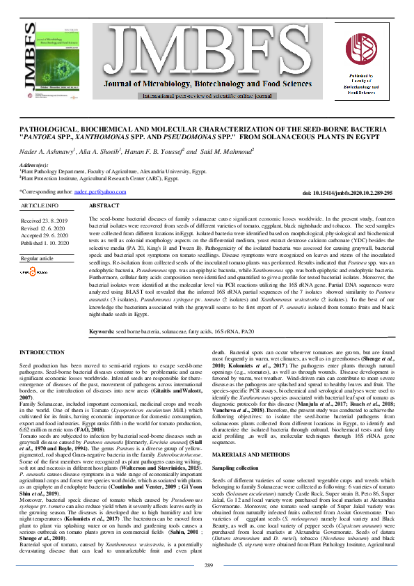 (PDF) Pathological, Biochemical and Molecular Characterization of the ...