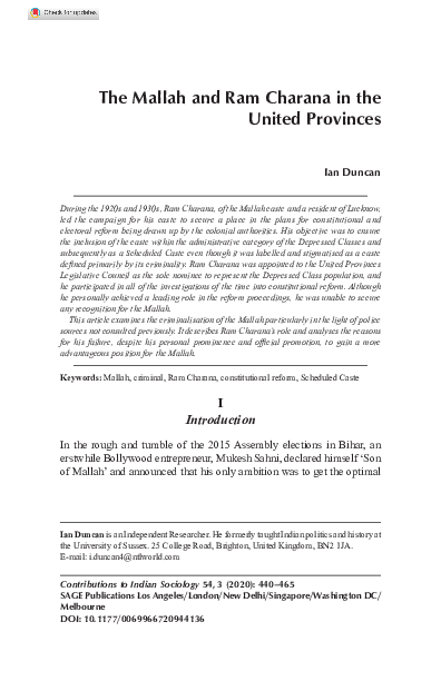 (PDF) The Mallah and Ram Charana in the United Provinces