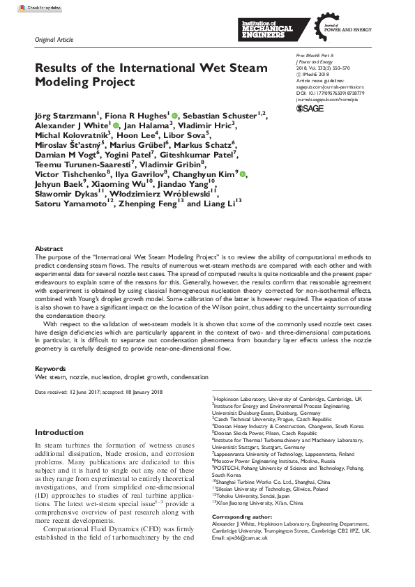 (PDF) Results of the International Wet Steam Modeling Project