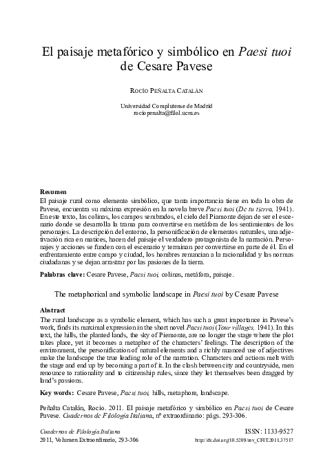 (PDF) El paisaje metafórico y simbólico en "Paesi tuoi" de Cesare Pavese