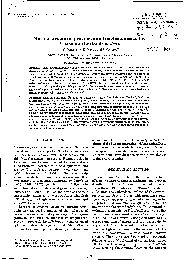 (PDF) Morphostructural provinces and neotectonics in the Amazonian ...