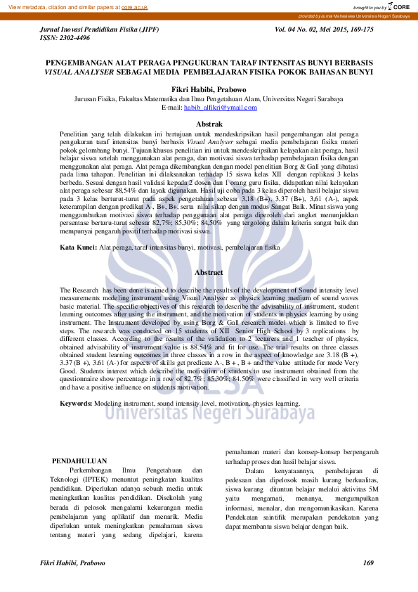 (PDF) Pengembangan Alat Peraga Pengukuran Taraf Intensitas Bunyi Berbasis Visual Analyser ...