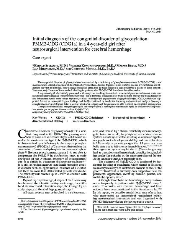 (PDF) Initial diagnosis of the congenital disorder of glycosylation ...