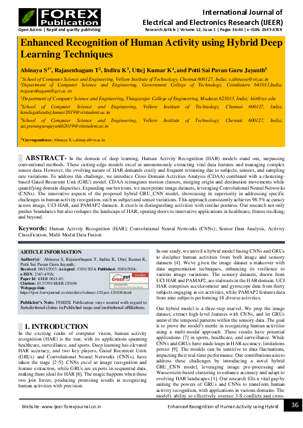Pdf Enhanced Recognition Of Human Activity Using Hybrid Deep Learning Techniques