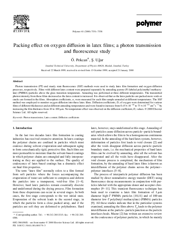 (PDF) Packing effect on oxygen diffusion in latex films; a photon ...