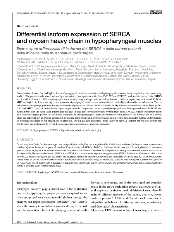 (PDF) Differential isoform expression of SERCA and myosin heavy chain ...