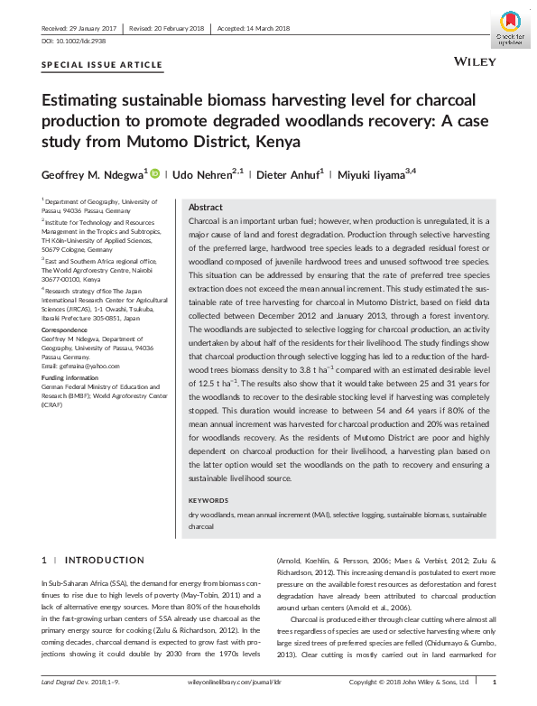 (PDF) Estimating sustainable biomass harvesting level for charcoal ...