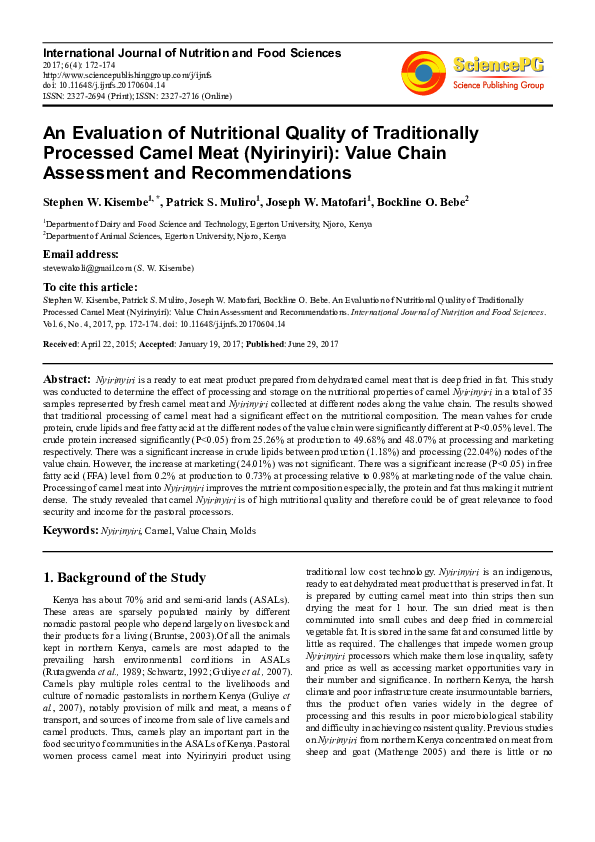 (PDF) An Evaluation of Nutritional Quality of Traditionally Processed ...