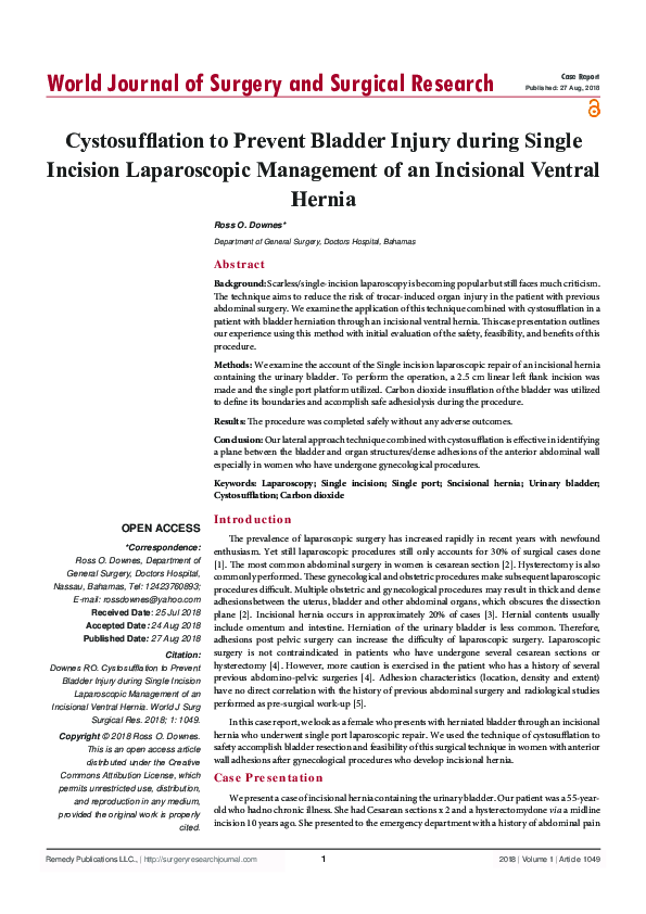 (PDF) Cystosufflation to Prevent Bladder Injury during Single Incision ...