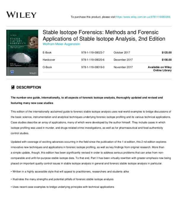 (PDF) Stable Isotope Forensics: Methods and Forensic Applications of ...