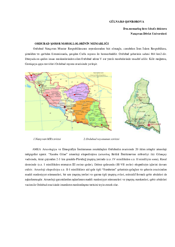 (PDF) ORDUBAD ŞƏHƏR MƏHƏLLƏLƏRİNİN MEMARLIĞI