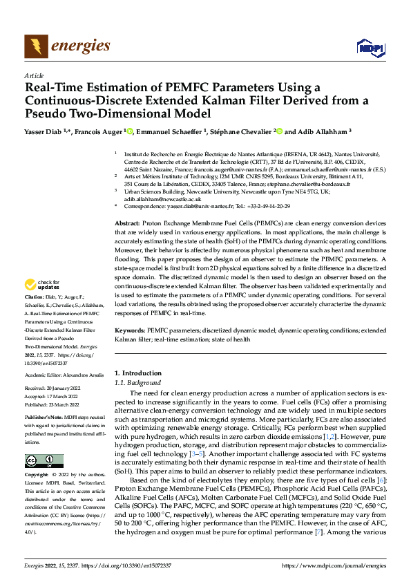 (PDF) Real-Time Estimation of PEMFC Parameters Using a Continuous-Discrete Extended Kalman ...