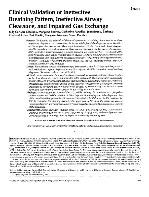 (PDF) Clinical Validation of Ineffective Breathing Pattern, Ineffective ...