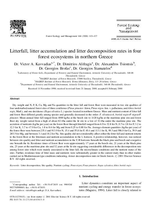 (PDF) Litterfall, litter accumulation and litter decomposition rates in ...