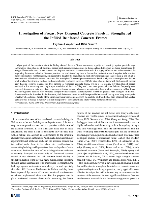 (PDF) Investigation of precast new diagonal concrete panels in ...