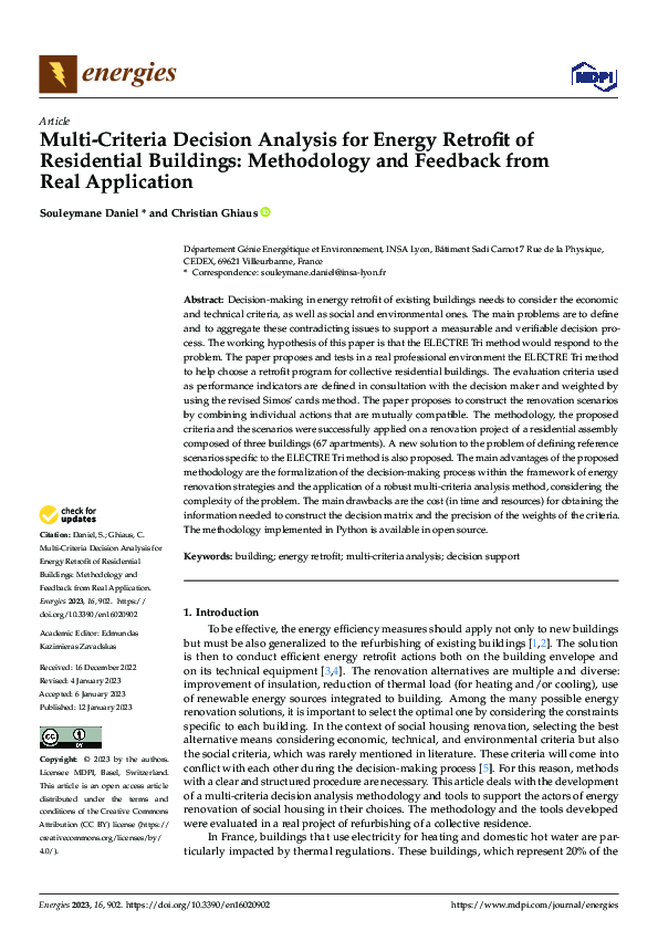 (PDF) Multi-Criteria Decision Analysis for Energy Retrofit of Residential Buildings: Methodology ...