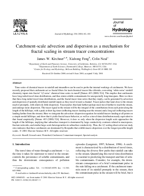 (PDF) Catchment-scale advection and dispersion as a mechanism for fractal scaling in stream ...