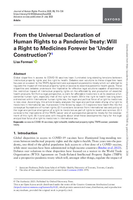 (PDF) From the Universal Declaration of Human Rights to a Pandemic ...