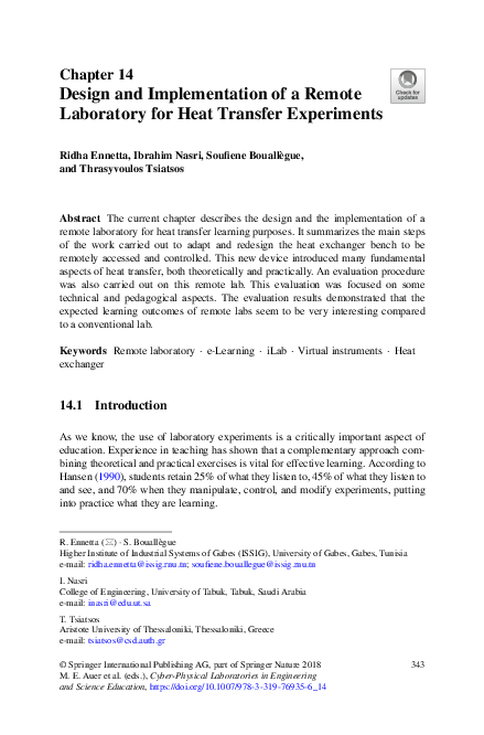 (PDF) Design and Implementation of a Remote Laboratory for Heat ...