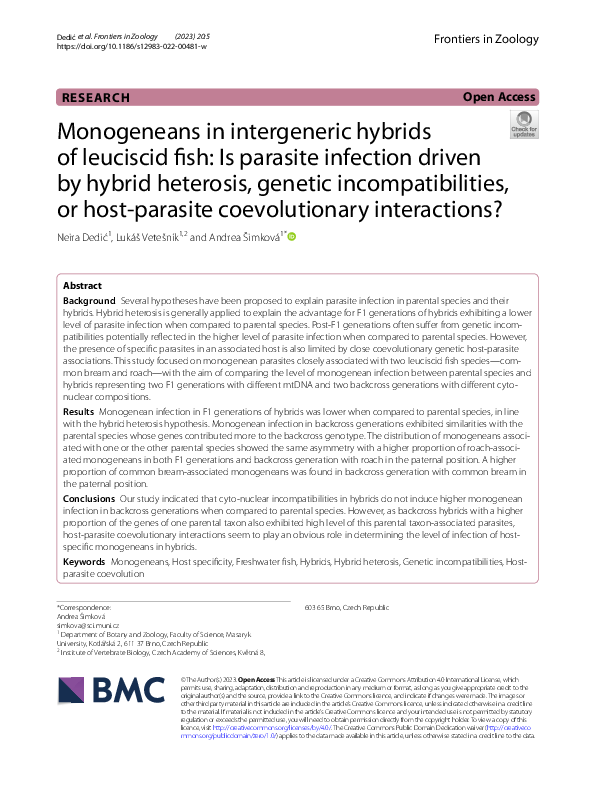 (PDF) Monogeneans in intergeneric hybrids of leuciscid fish: Is ...