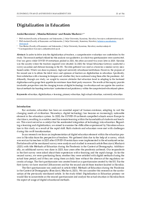 (PDF) Digitalization in Education