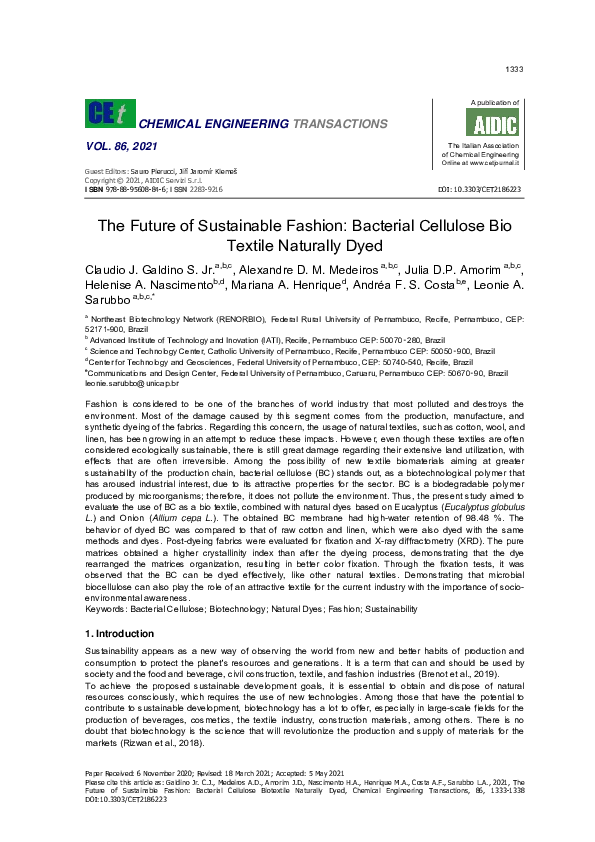 (PDF) The Future of Sustainable Fashion: Bacterial Cellulose Biotextile ...