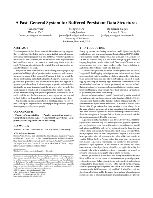 (PDF) A Fast, General System for Buffered Persistent Data Structures