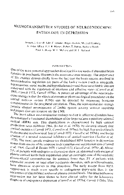 (PDF) Neurotransmitter Studies of Neuroendocrine Pathology in Depression