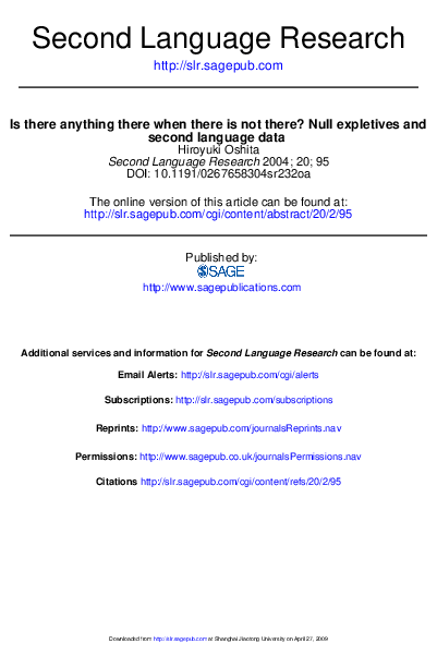 (PDF) Is there anything there when there is not there? Null expletives ...