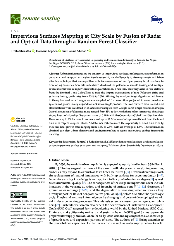 (PDF) Impervious Surfaces Mapping at City Scale by Fusion of Radar and ...