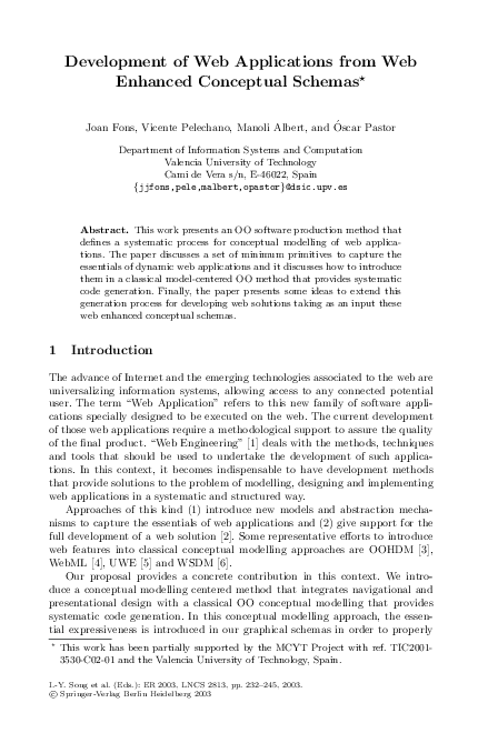 (PDF) Development of Web Applications from Web Enhanced Conceptual Schemas