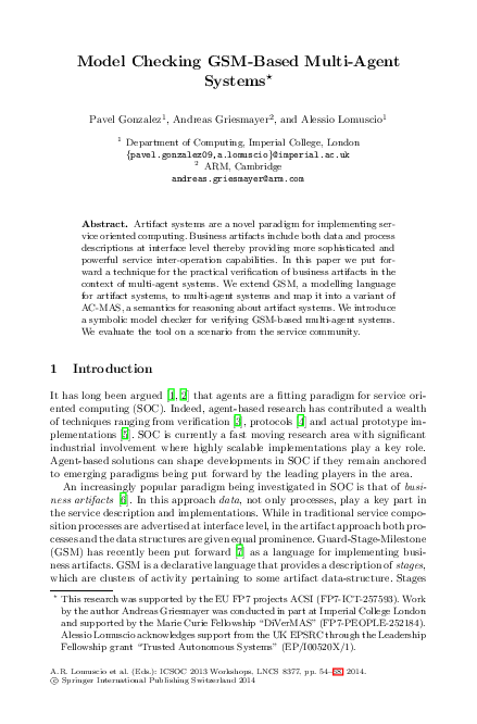 (PDF) Model Checking GSM-Based Multi-Agent Systems