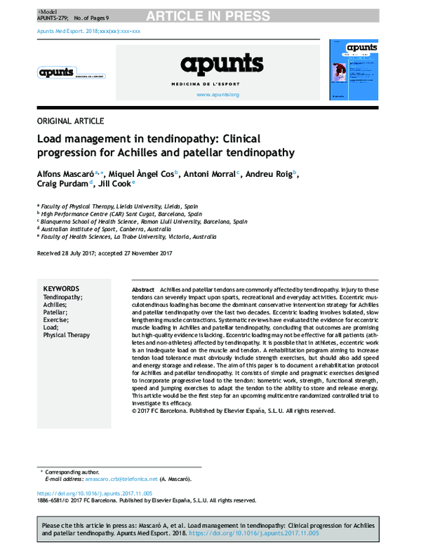 (PDF) Load management in tendinopathy: Clinical progression for ...