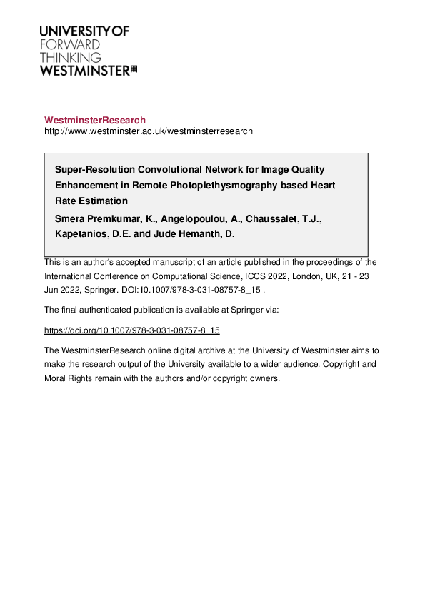 (PDF) Super-Resolution Convolutional Network for Image Quality Enhancement in Remote ...