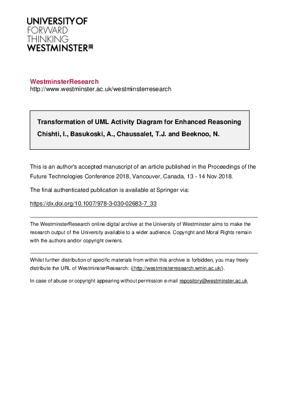 (PDF) Transformation of UML Activity Diagram for Enhanced Reasoning