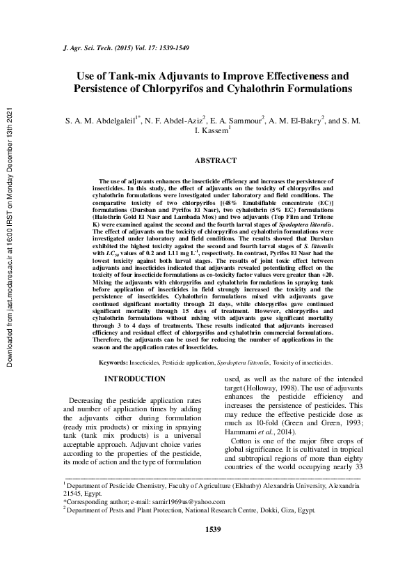(PDF) Use of Tank-mix Adjuvants to Improve Effectiveness and ...