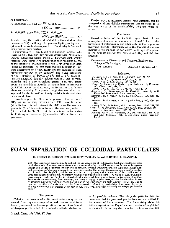 (PDF) Foam separation of colloidal particulates