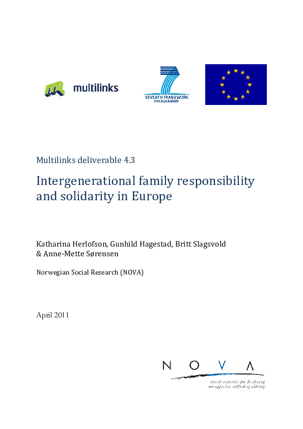 (PDF) Intergenerational family responsibility and solidarity in Europe