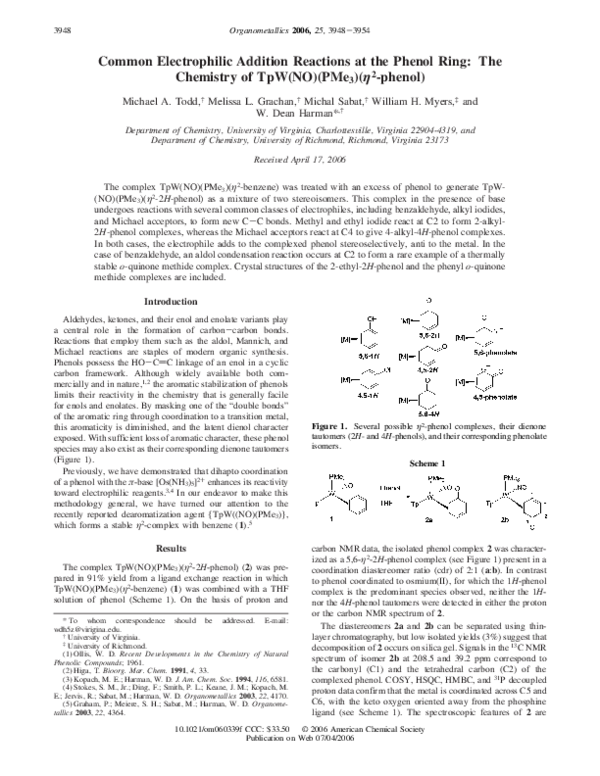 (PDF) Common Electrophilic Addition Reactions at the Phenol Ring: The ...