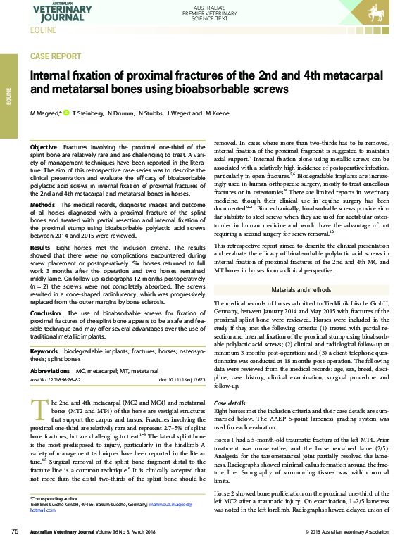 (PDF) Internal fixation of proximal fractures of the 2nd and 4th ...