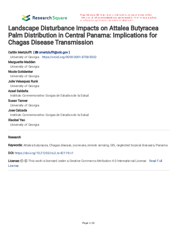 (PDF) Landscape Disturbance Impacts on Attalea Butyracea Palm Distribution in Central Panama ...