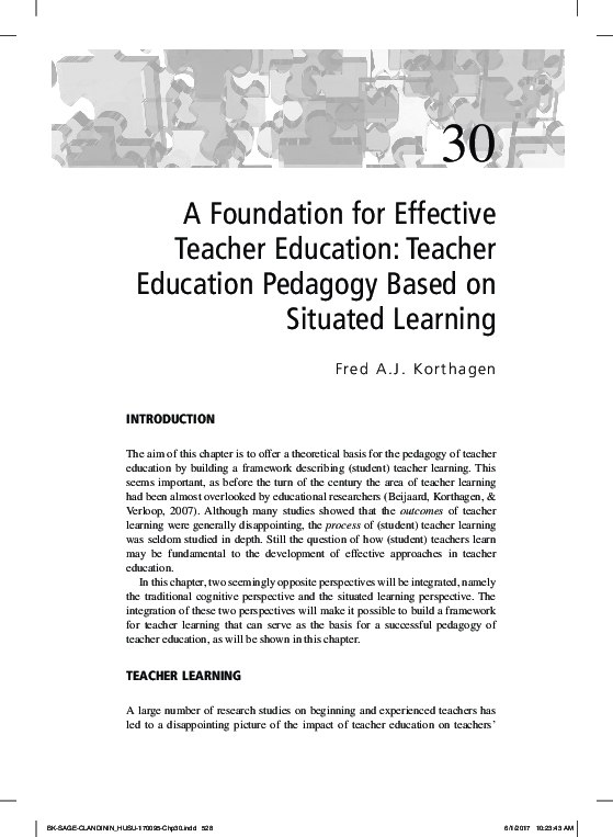 (PDF) A Foundation for Effective Teacher Education: Teacher Education ...
