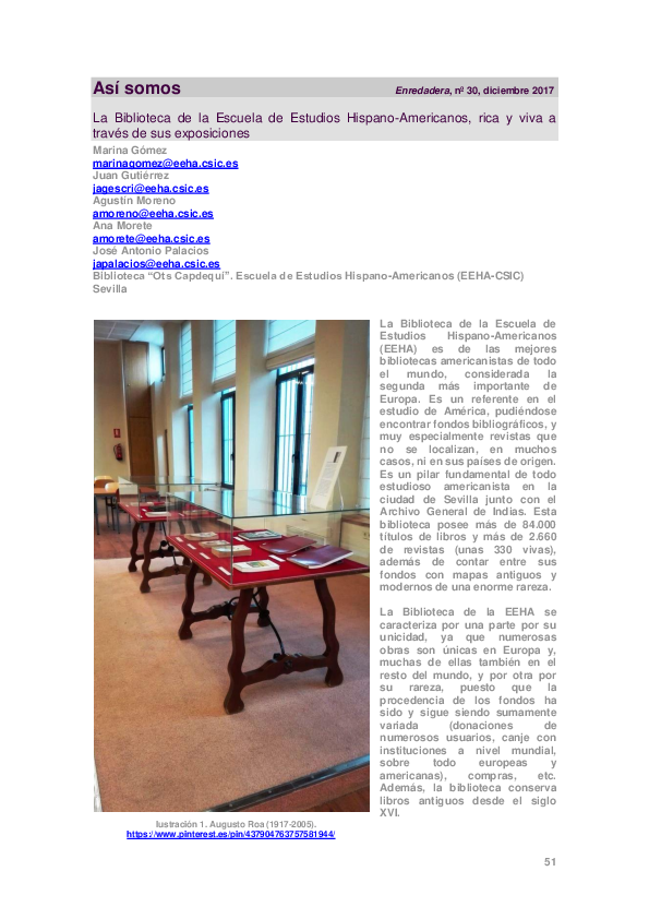 (PDF) La Biblioteca de la Escuela de Estudios Hispano-Americanos, rica y viva a través de sus ...