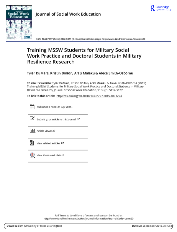 (PDF) Training MSSW Students for Military Social Work Practice and ...