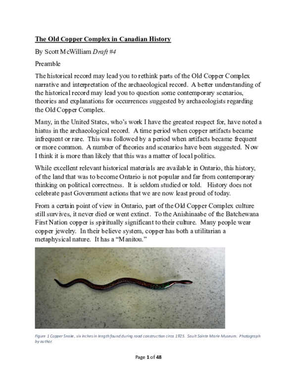 (PDF) The Old Copper Complex in Canadian History draft