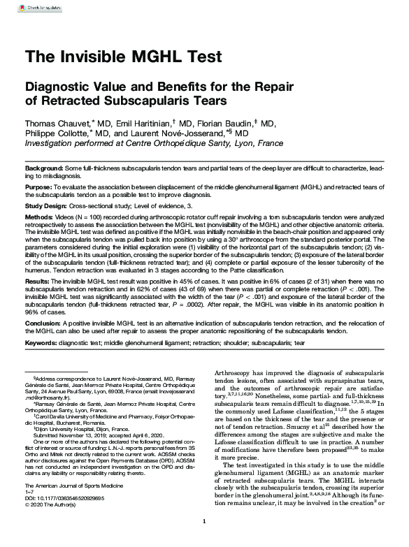 (PDF) The Invisible MGHL Test: Diagnostic Value and Benefits for the ...